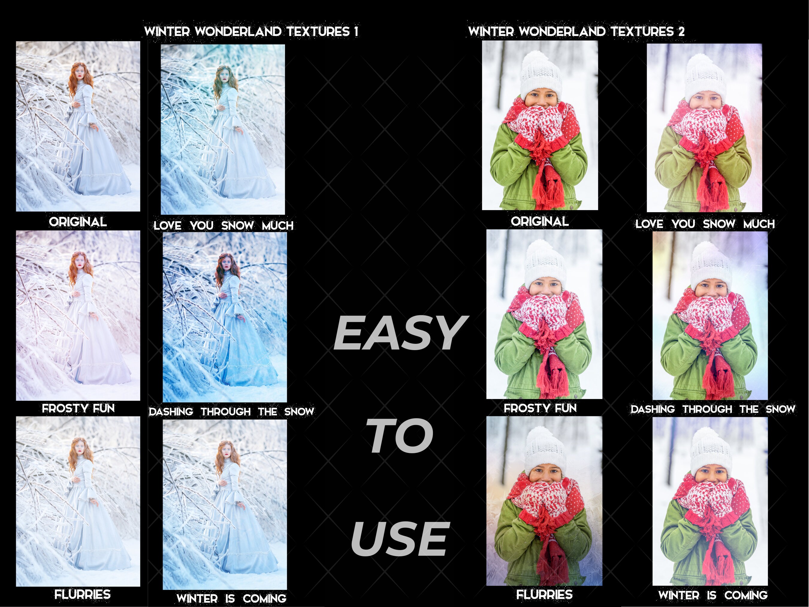 Winter Wonderland Texture and Gradient Overlay Bundle, Bonus ...