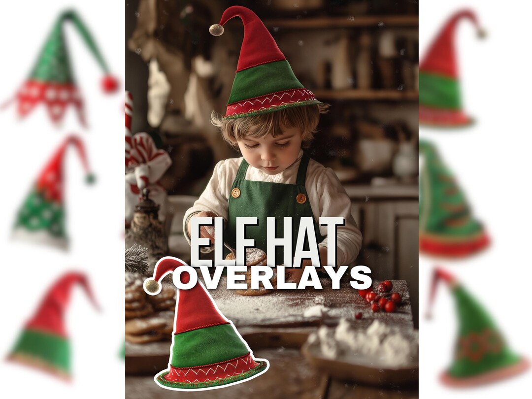 Christmas Elf Hat PNG Overlays: Holiday Photo Editing (digital Download ...