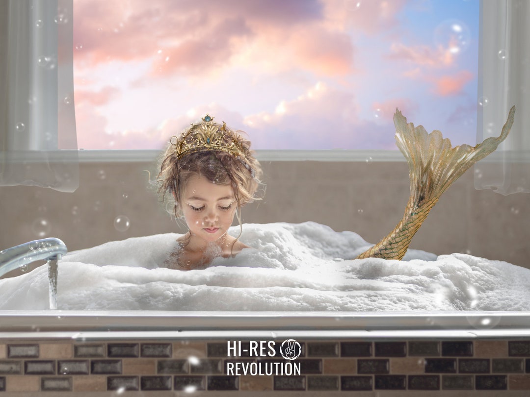 Mermaid Bubble Bath Digital Backdrop: Fantasy Photography (digital ...