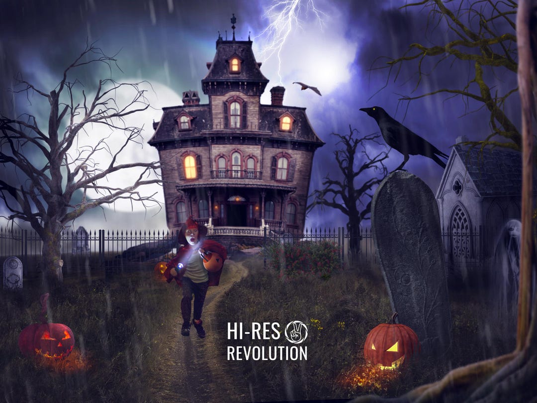 Halloween Photoshop Background: Spooky Manor Digital Backdrop (PSD) - Etsy