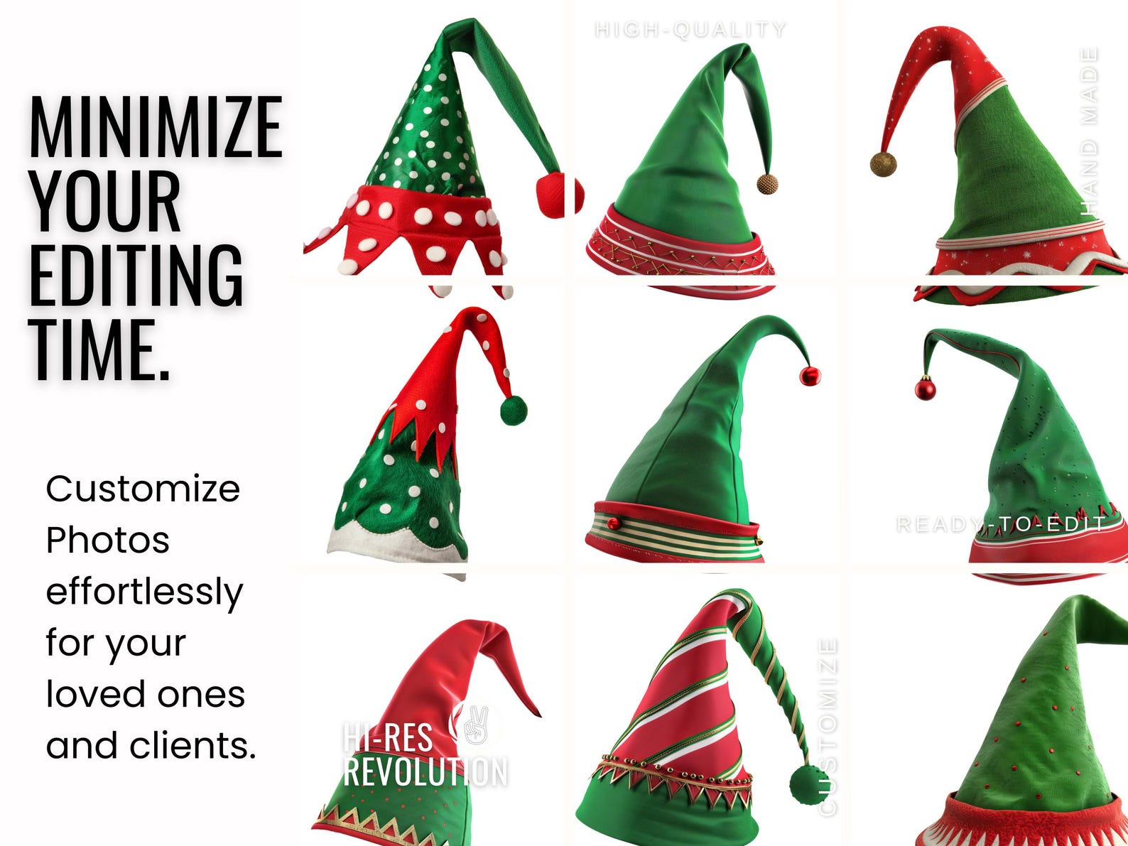 Christmas Elf Hat PNG Overlays: Holiday Photo Editing (digital Download ...