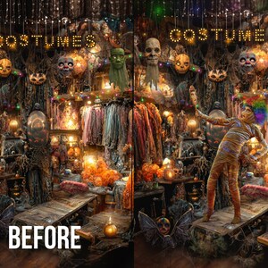 Halloween Costume Shop Digital Background: Spooky Portrait Photography ...