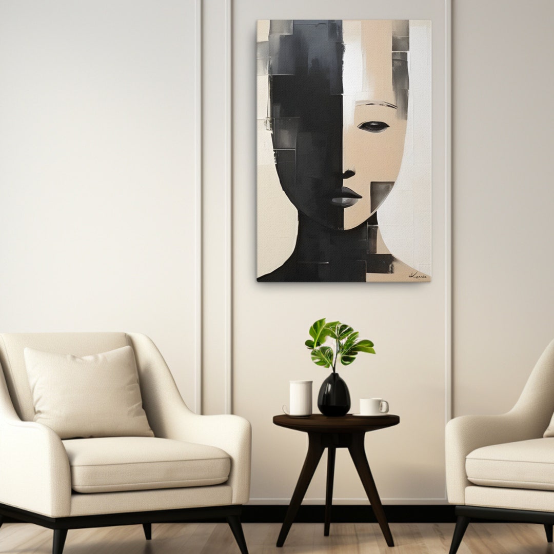 Modern Abstract Art | Woman Portrait | Neutral Colours | Black Beige ...