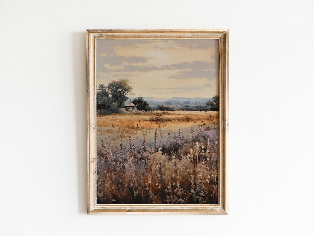 Vintage Landscape Wall Printable Art, Vintage Oil Painting, Rustic ...