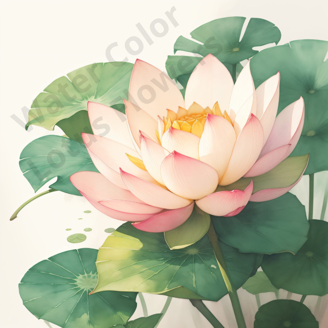 Lotus Flowers Clipart Bundle, 14 High Quality Png's, Aquarel ...