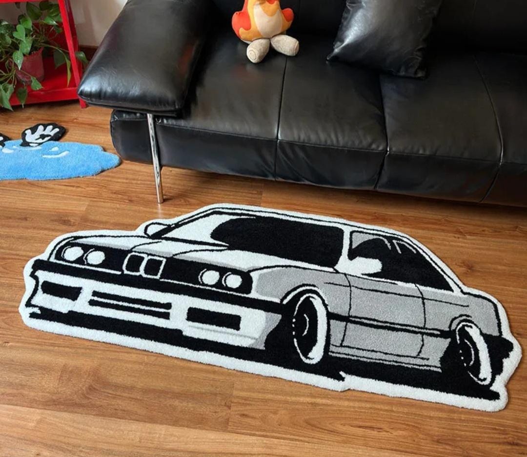 E30 Car Tufted Rug, Aesthetic Car Rug, Custom Tufted Rug, Racing Car ...