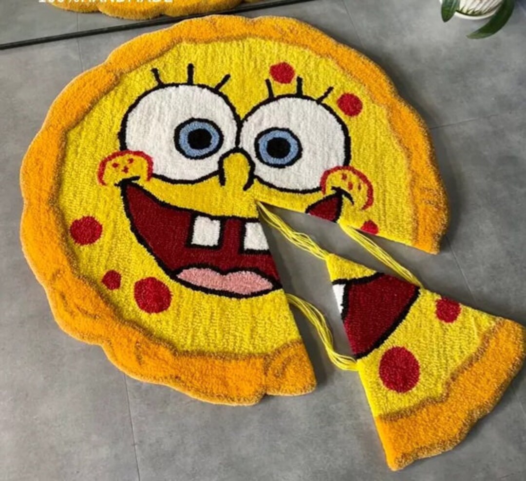 Tufted Custom Rug, Pizza Cartoon 3D Carpet, Pull Apart Carpet. Funny ...