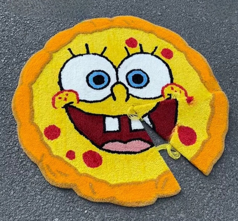 Tufted Custom Rug, Pizza Cartoon 3D Carpet, Pull Apart Carpet. Funny ...
