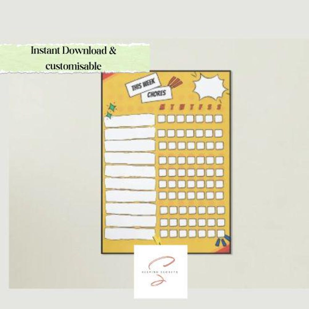 Comic Book Chore Chart | Printable Digital Download | Superhero Kids ...