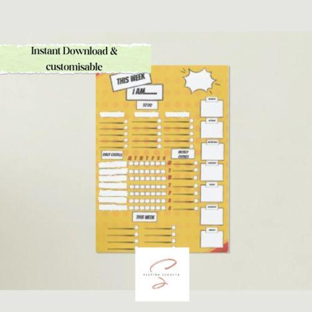 Comic Book Chore and Planer Chart | Printable Digital Download ...