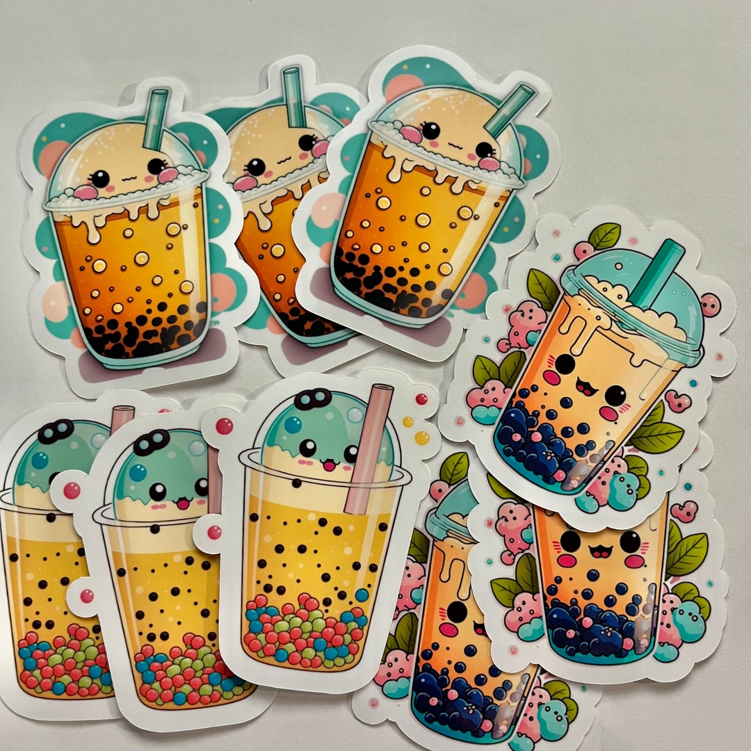 Cute Boba Tea Sticker Die-cut Sticker Waterproof Sticker - Etsy