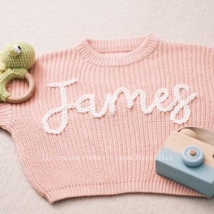 Custom Baby Girl's Sweater Featuring Hand-embroidered Name and Monogram ...