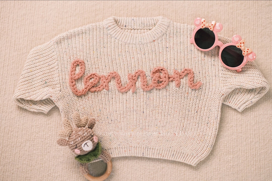 Personalized Baby Girl's Sweater With Hand-embroidered Name and ...