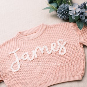 Custom Baby Girl's Sweater Featuring Hand-embroidered Name and Monogram ...