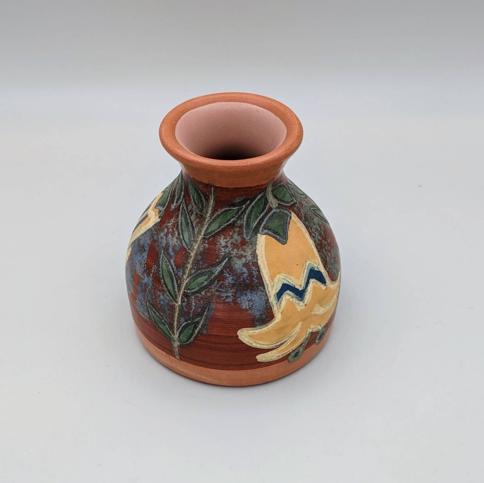 Pablo Seminario Peruvian Pottery Bud Vase With Hand Painted Flowers - Etsy