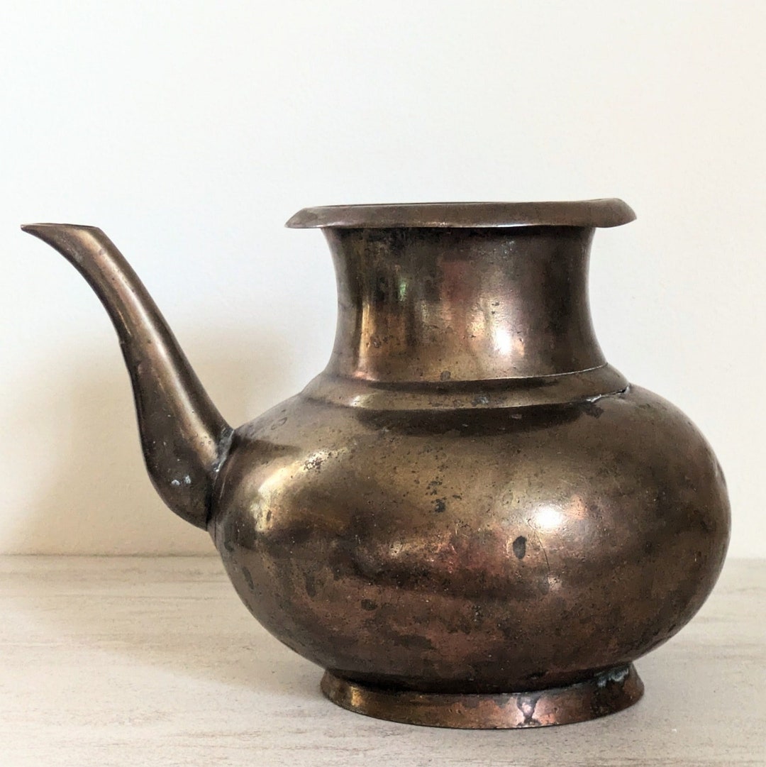Indian Antique Brass Kindi Lota Water Pot With Spout Etsy