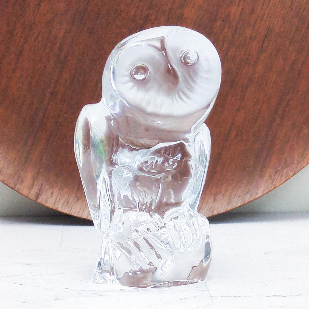Daum France Lead Crystal Barn Owl Figurine Paperweight With Clear Body ...