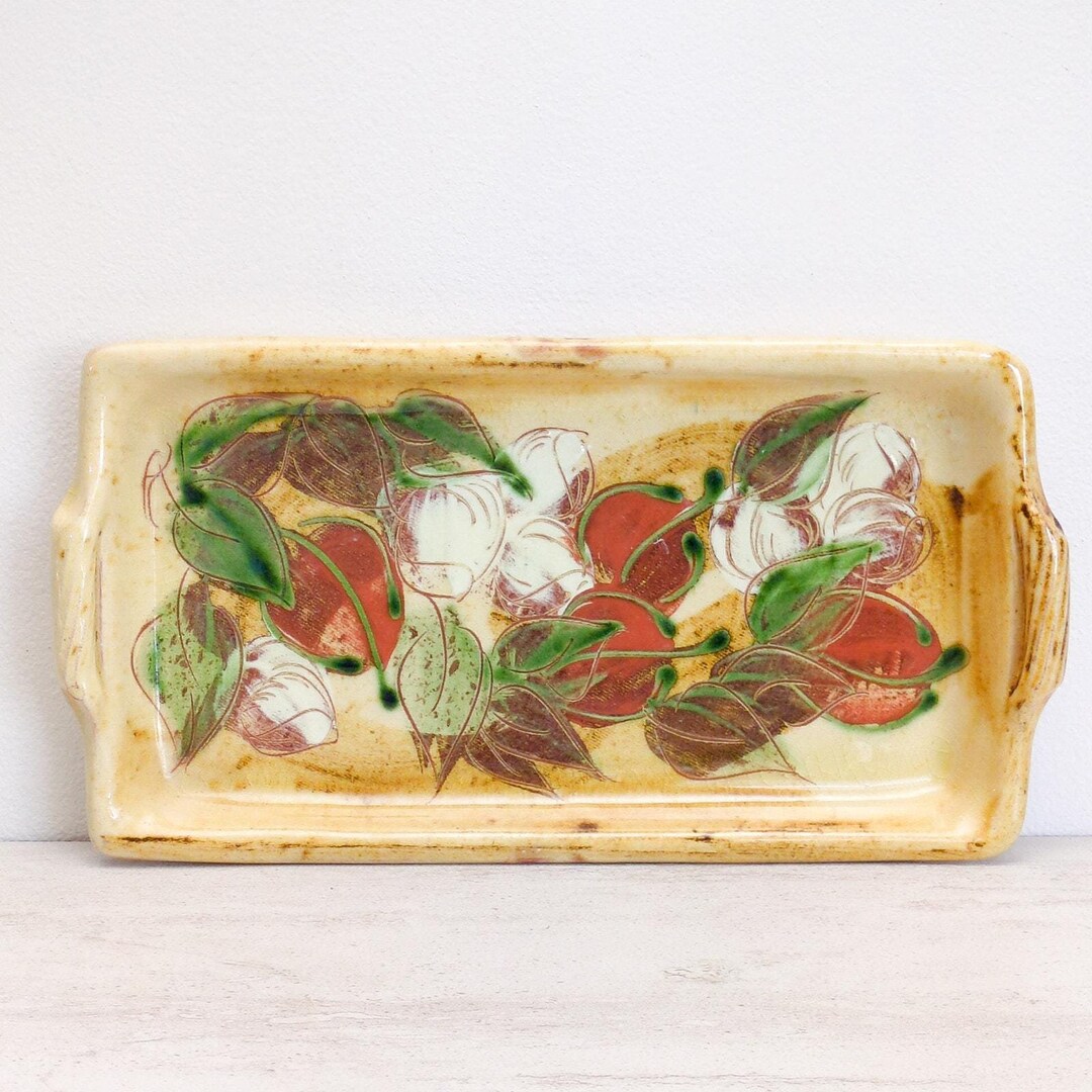 Vintage French Ceramic Bread Tray Hand Painted With Flowers, Fruit - Etsy