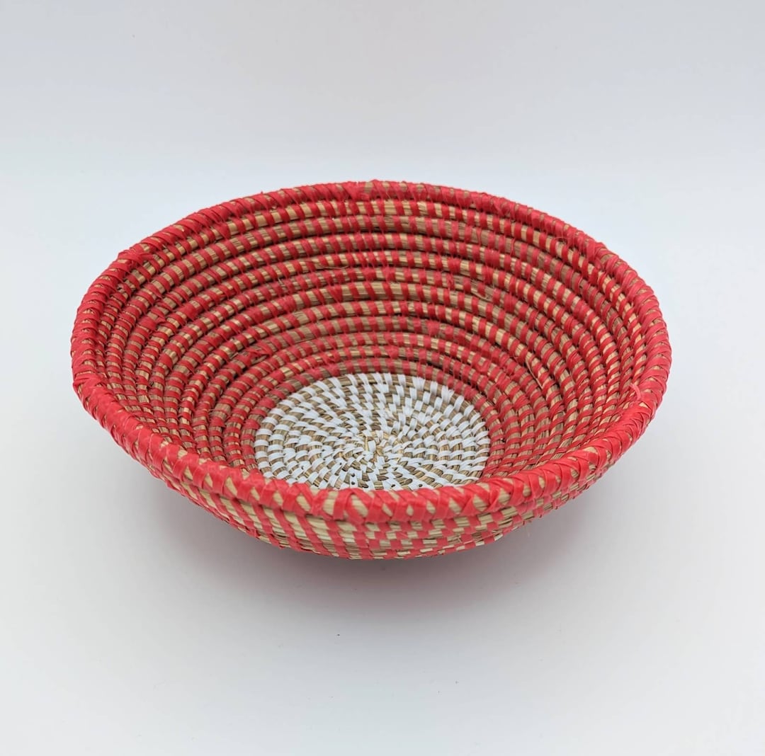 West African Woven Basket Made From Millet Grass and Red - Etsy