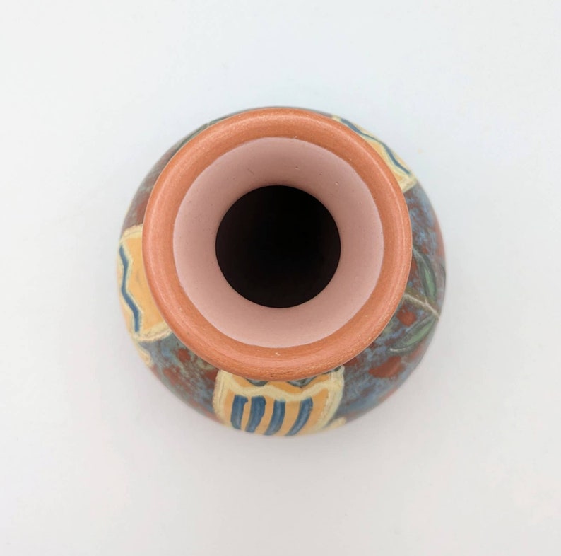 Pablo Seminario Peruvian Pottery Bud Vase With Hand Painted Flowers - Etsy