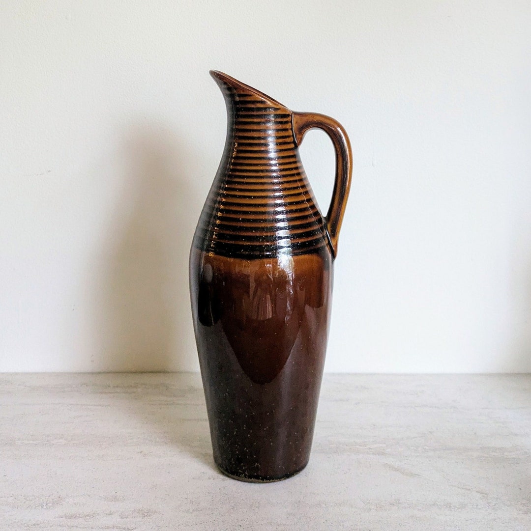 Vintage Hosley Potteries Brown Ceramic Ewer Pitcher Vase - Etsy