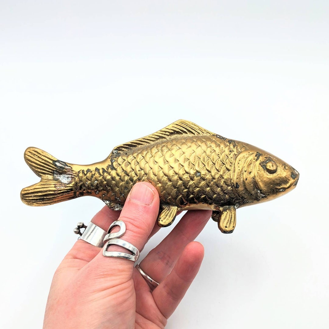 Vintage Solid Brass Fish Paperweight, Koi or Carp - Etsy