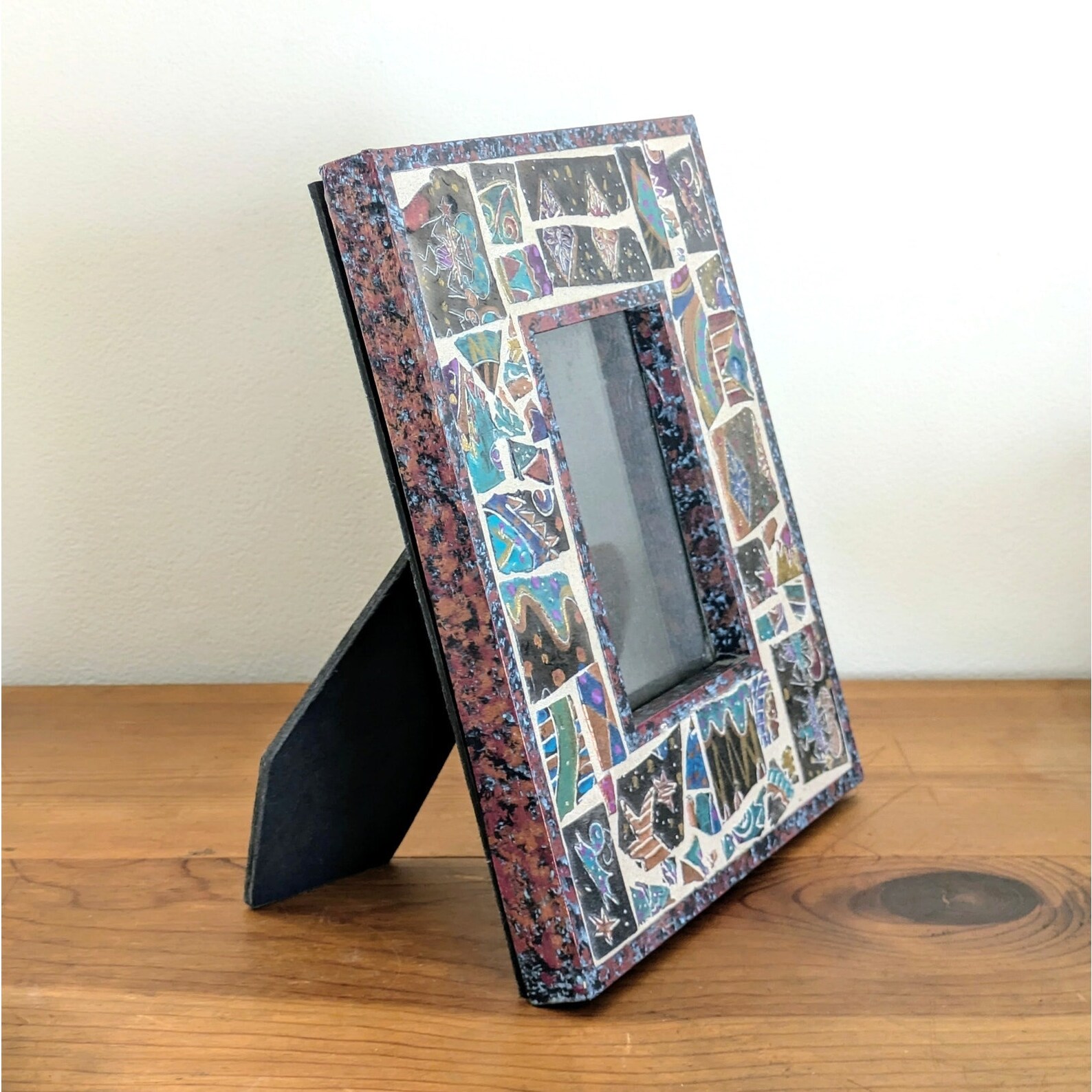 1990s Artisan Made Ceramic Mosaic Frame With Whimsical Laurel Burch ...