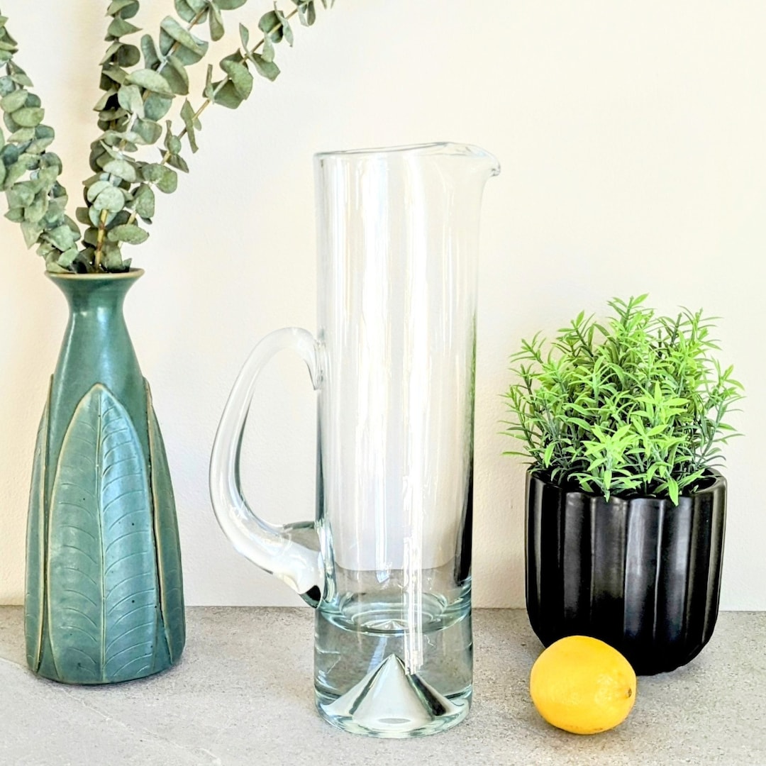 Midcentury Glass Cocktail Pitcher, Krosno Style With Inverted Cone ...