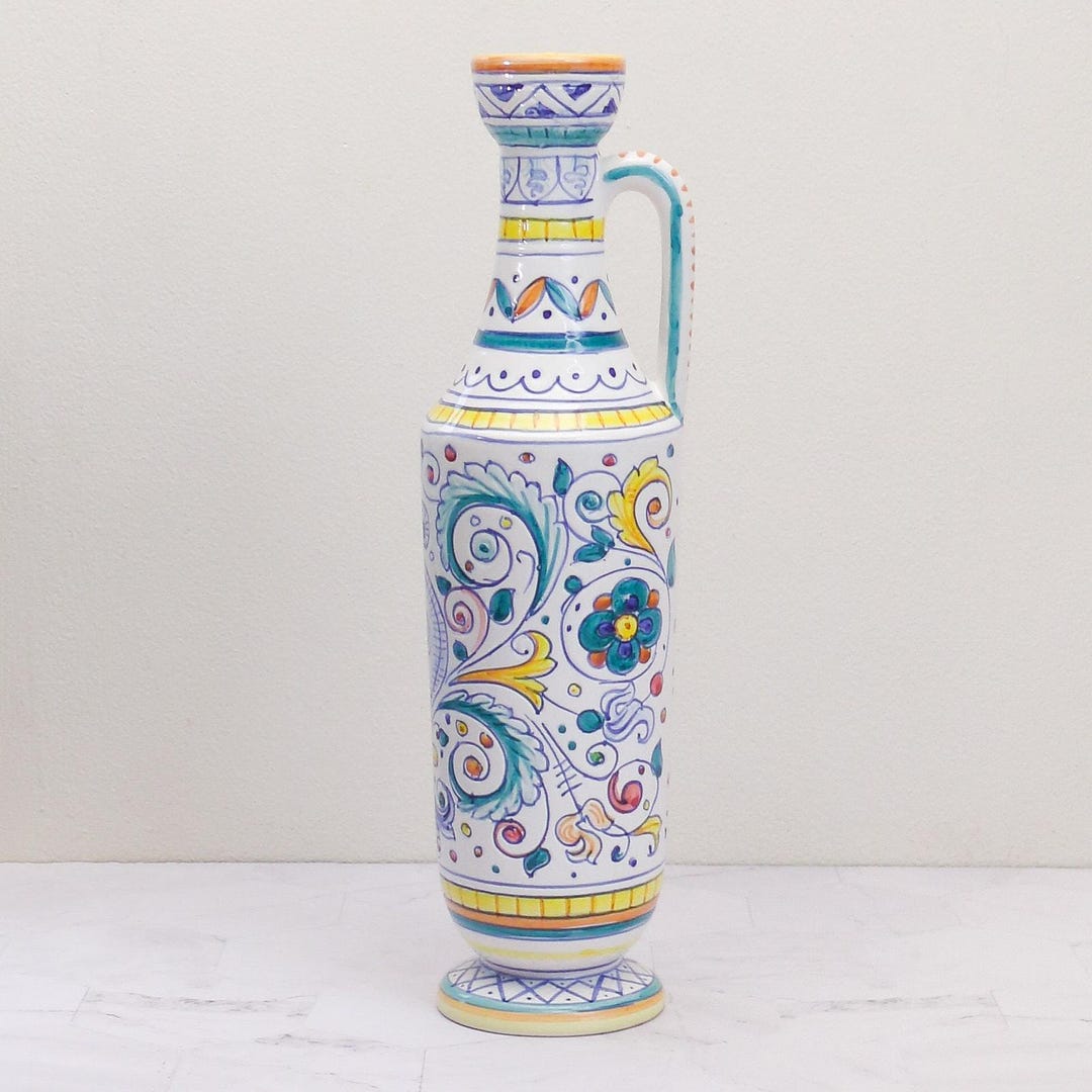 Vintage Deruta-style Tall Handled Italian Olive Oil Decanter or Vase - Etsy