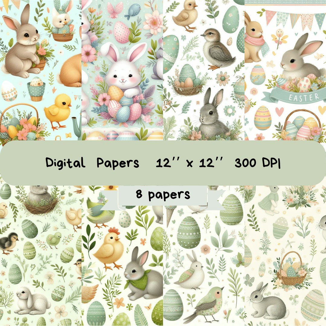 Printable Easter Digital Paper/ Eater Eggs Pages/ Scrapbook Paper ...