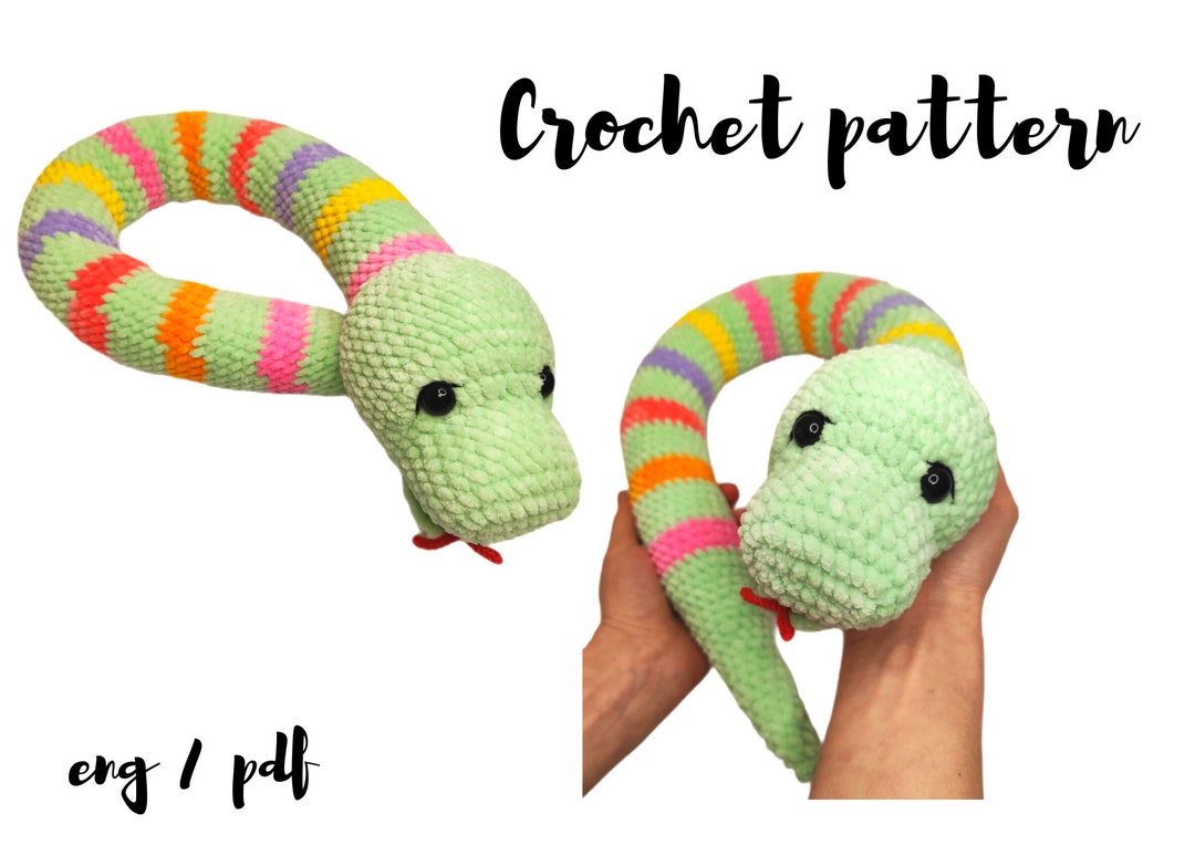 Big Snake Crochet Pattern, Amigurumi Tutorial Stuffed Snake, Python ...