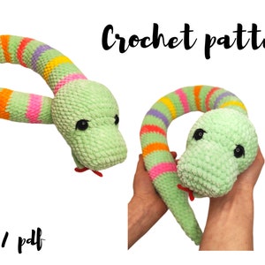 Big Snake Crochet Pattern, Amigurumi Tutorial Stuffed Snake, Python ...