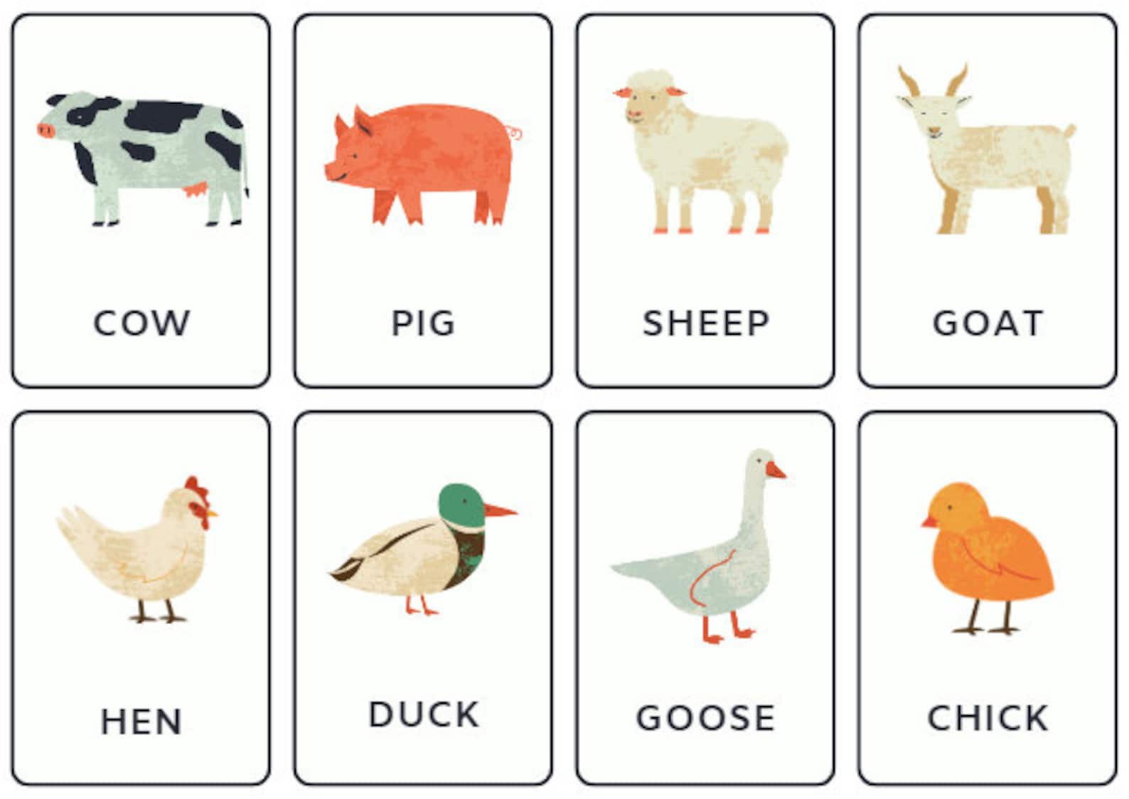 Printable Animal Flashcards for Kids - Etsy
