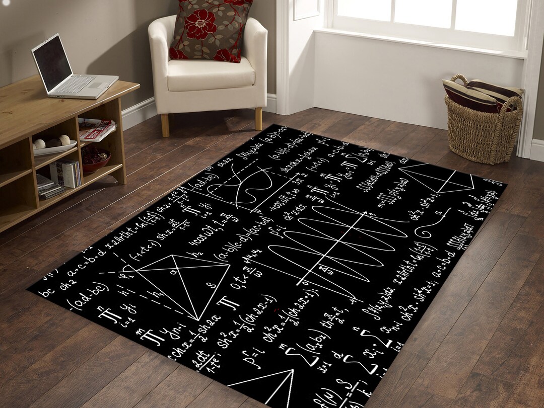Mathematics Rug, Silky Soft Rug, Math Rug, Dark Colored Rug ...