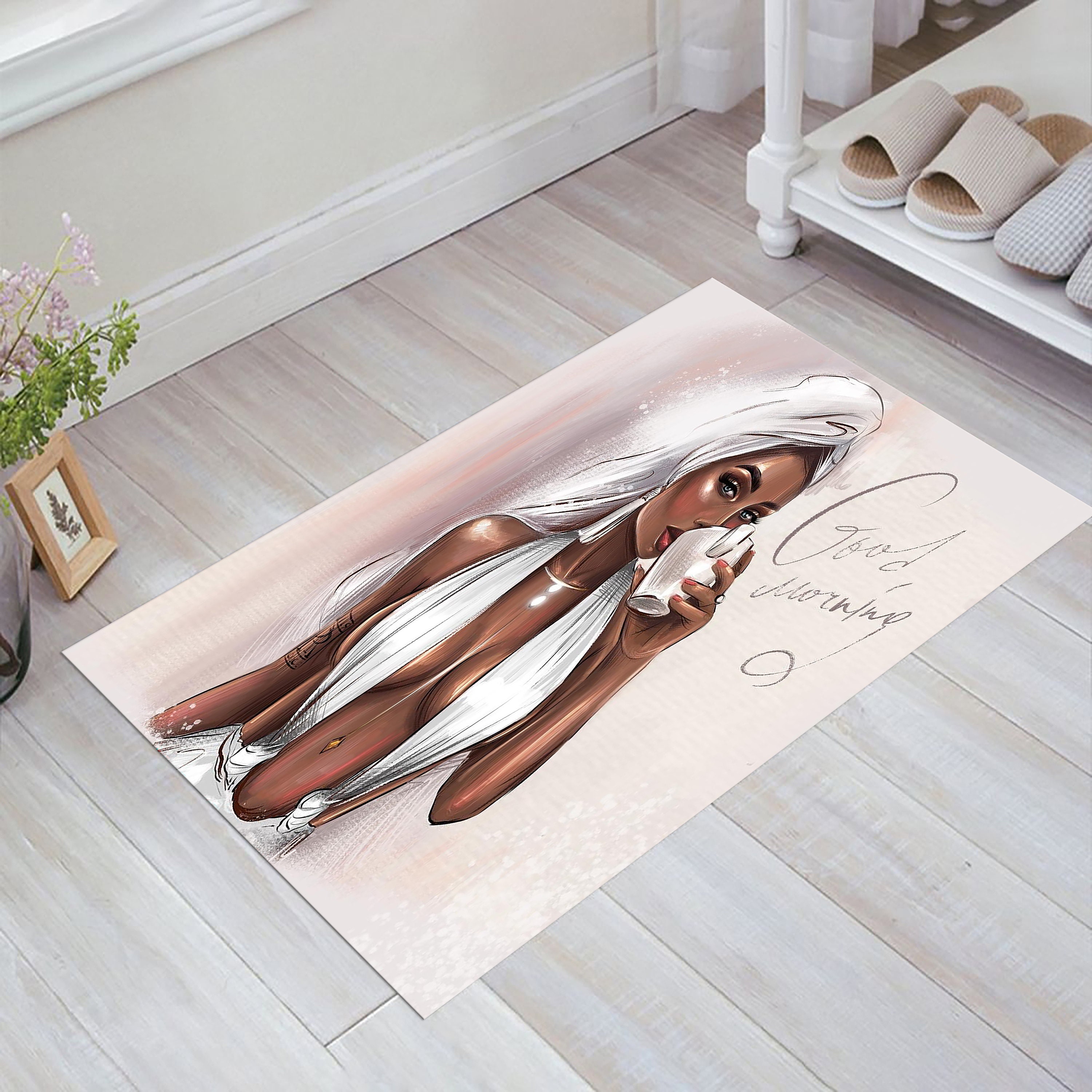 Good Morning Rug, Black Woman Rug,artistic Rug, Picture Rug, Artistic ...