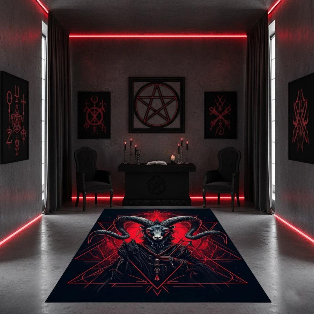 Black Velvet Baphomet Rug: 3D Gothic Altar Carpet - Etsy