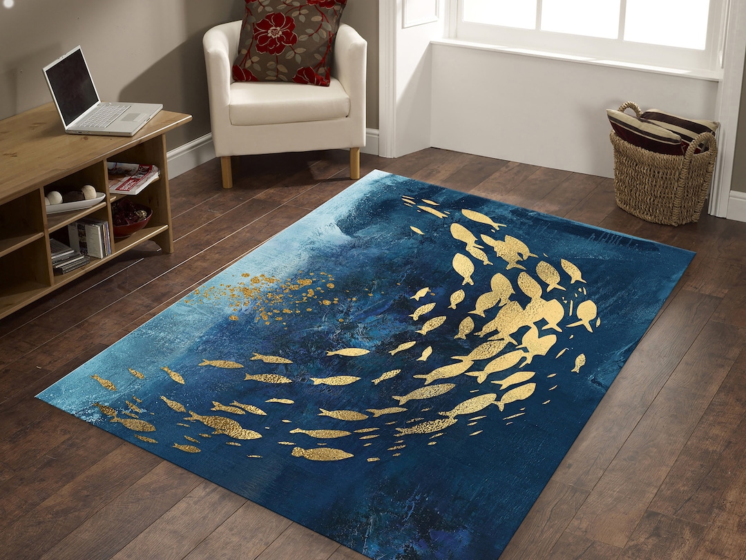Fish Rug, Fish Carpet, Sea Carpet, Sea Rug, Blue Carpet, Underwater Rug ...
