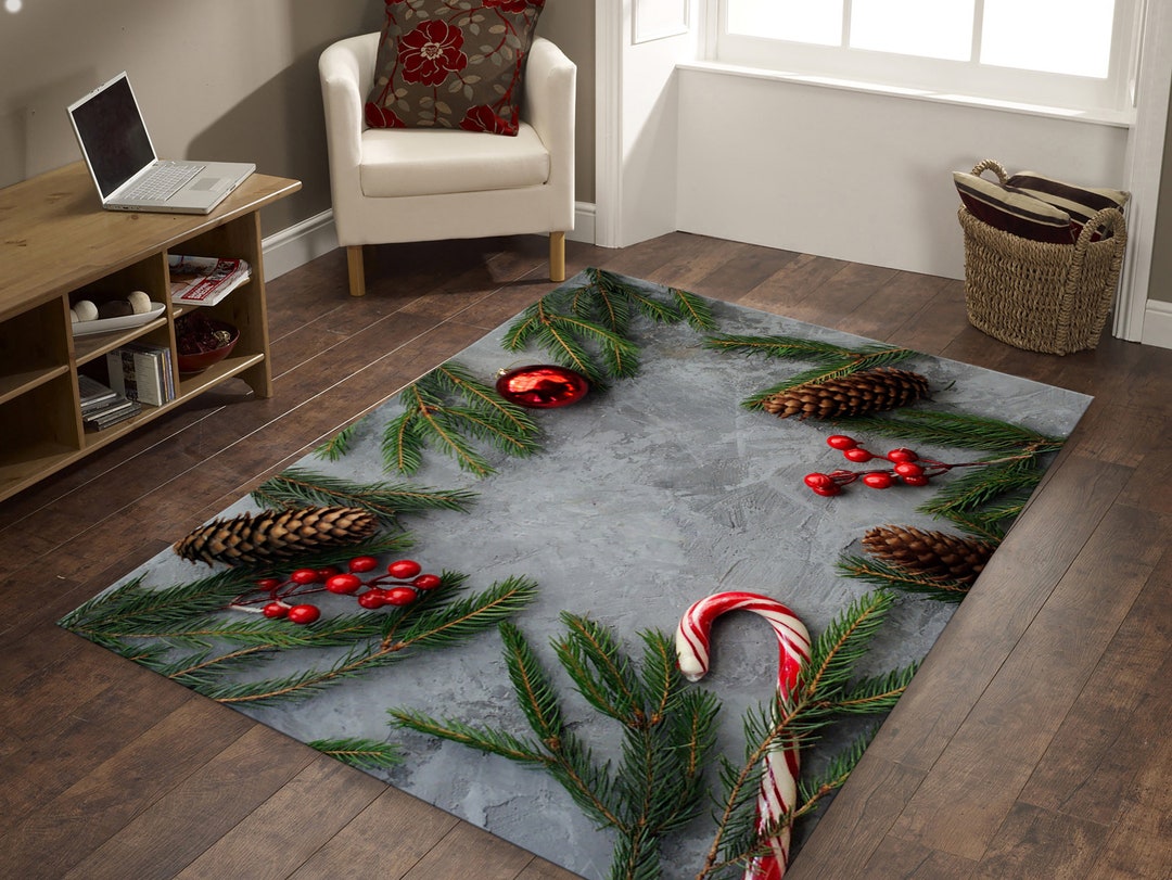 Christmas Rug, New Year Rug, Christmas Carpet, Light Colored Rug ...