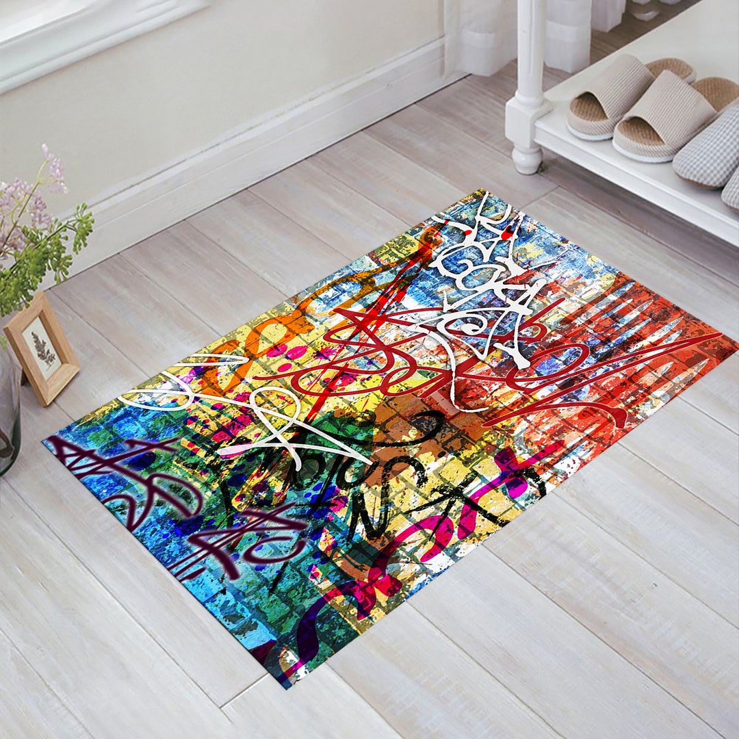 Graffiti Rug, Street Art Rug, Grafiti Carpet, Light Colored Rug ...