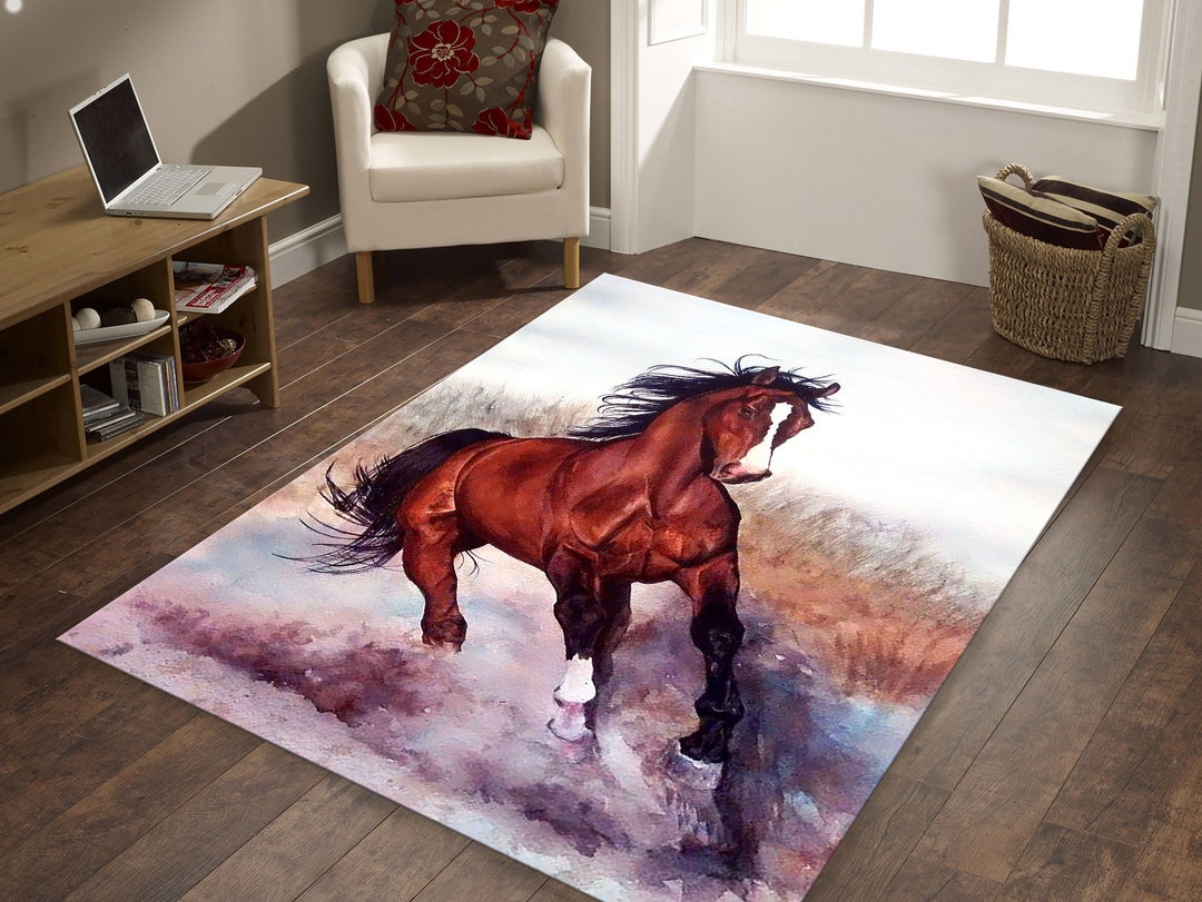 Rug With Horse, Rug With Horse Photo, Rug With Animal, Light Colored ...
