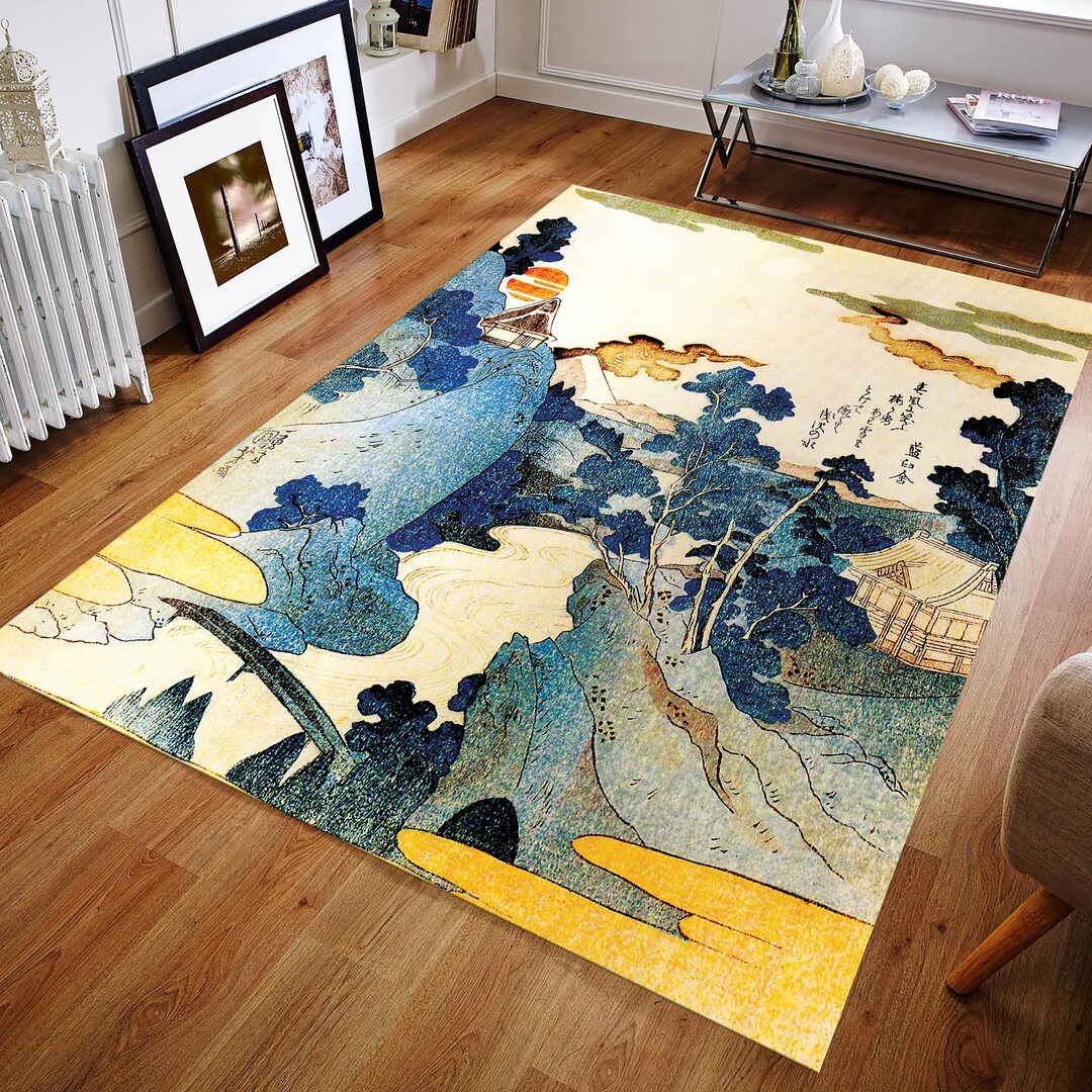 Japanese Rug, Old Landscape Design, Japanese Carpet, Historical Rug ...