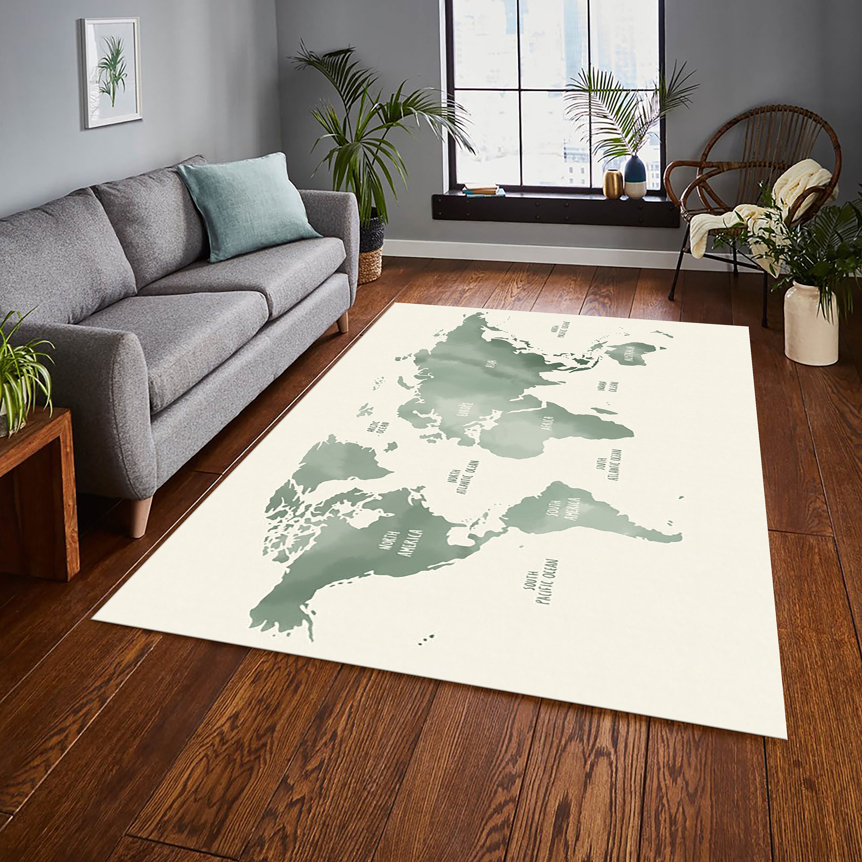 World Map Rug, Rug With World Map, Light Colored Rug,multicolored Rug ...