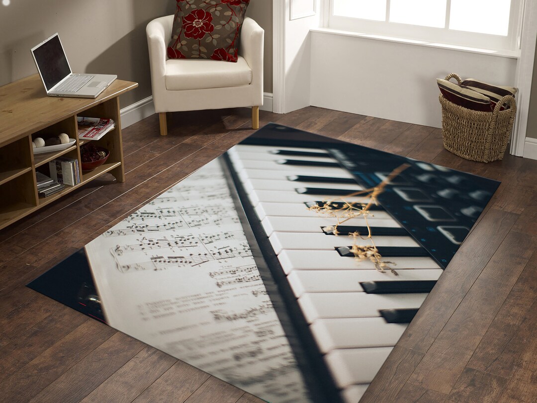Piano Rug, Music Patterned Rug, Instrument Rug, Art Rug,light Colored ...