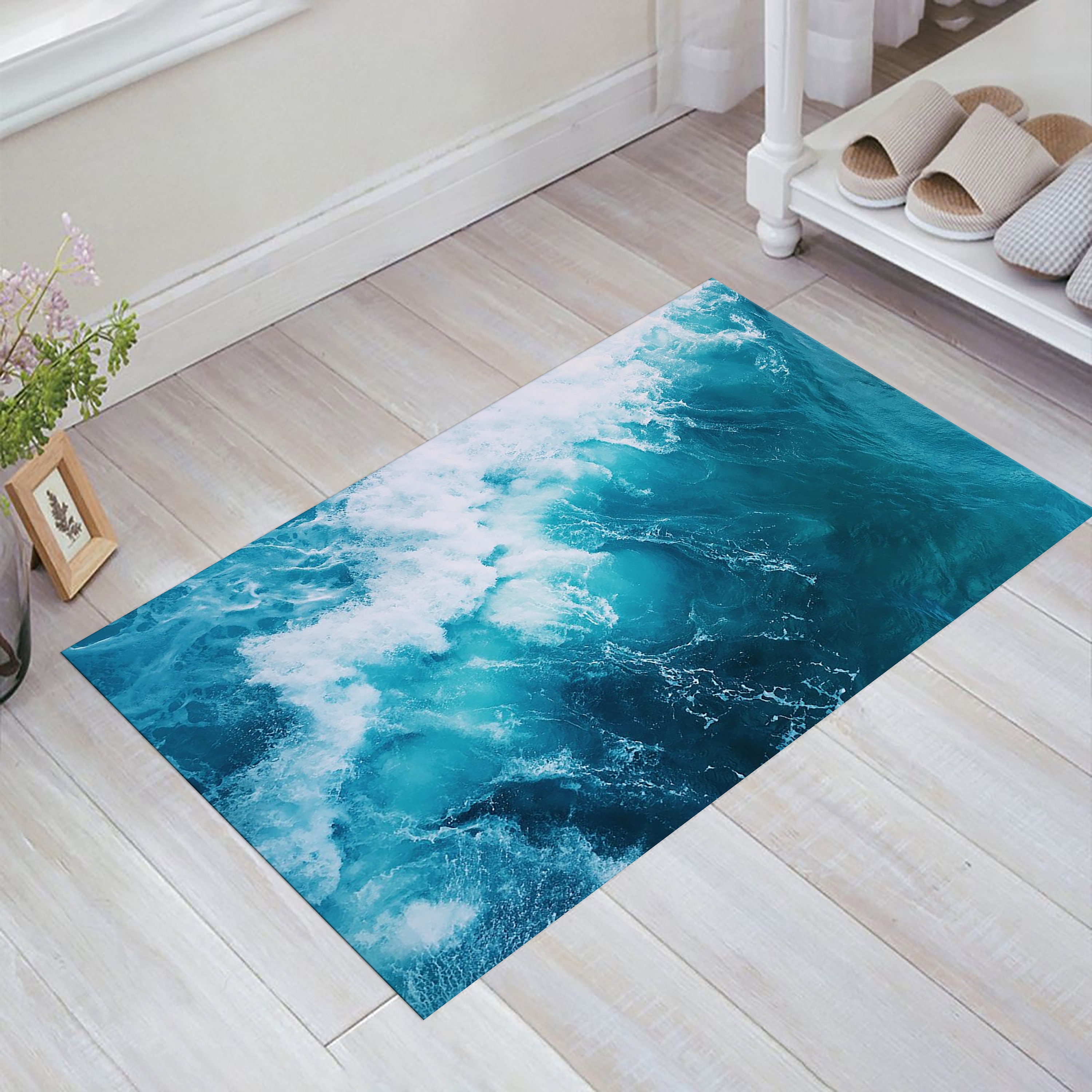 Ocean Wave Rug – Hand-tufted Seascape Carpet in Azure Blues – Luxury ...