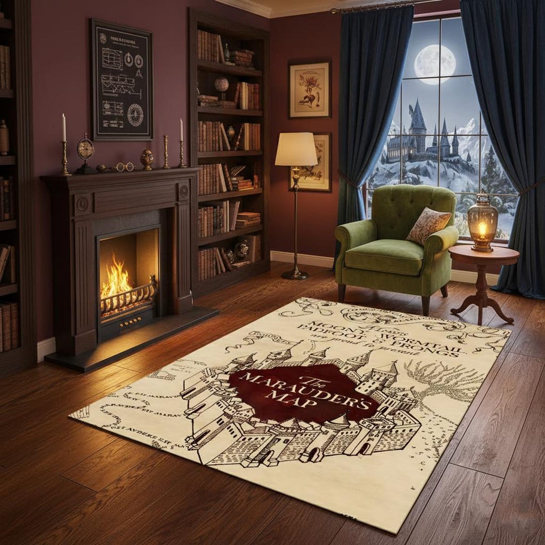 Marauder’s Map Rug – Magical Vintage Carpet With Enchanted Wizardry ...