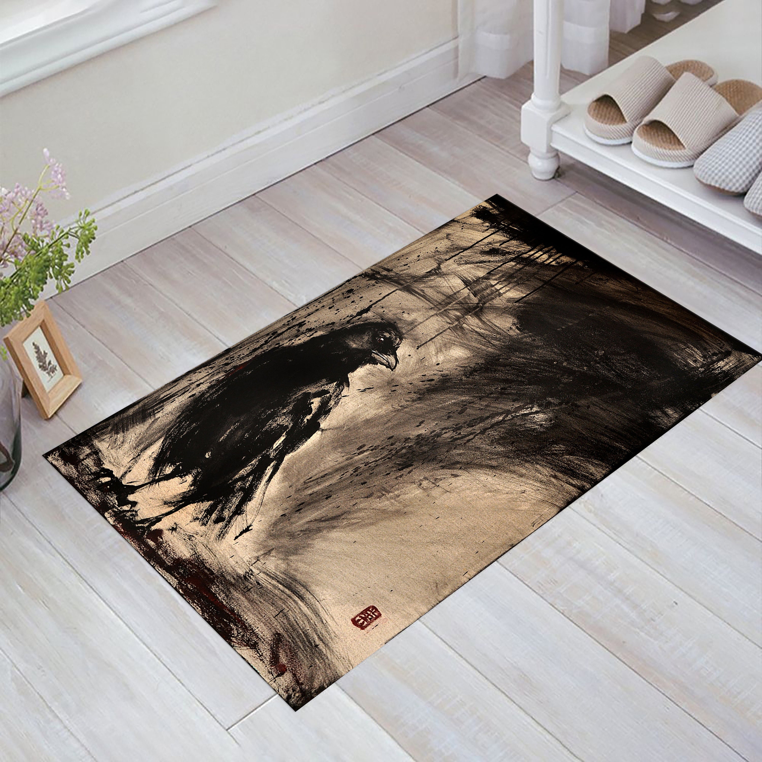 Crow Rug, Crow Carpet, Bird Rug, Bird Carpet, Animal Rug, Artistic Rug ...