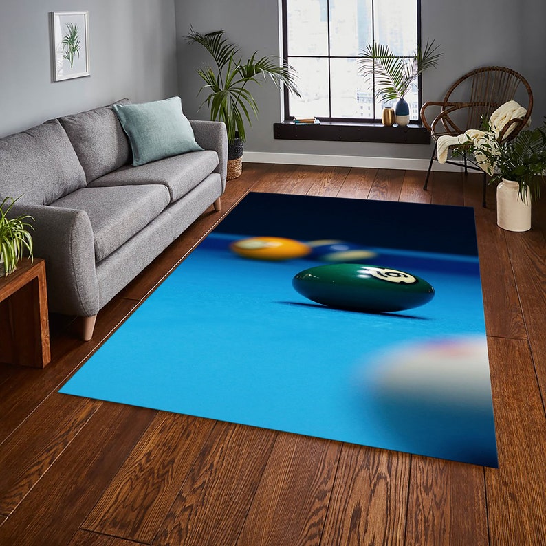 Billiard Table Rug – Blue Pool Hall Carpet for Game Rooms & Man Caves ...