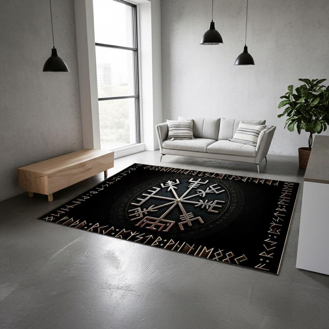 Vegvisir Viking Rug: Norse Compass, Scandinavian Decor - Etsy
