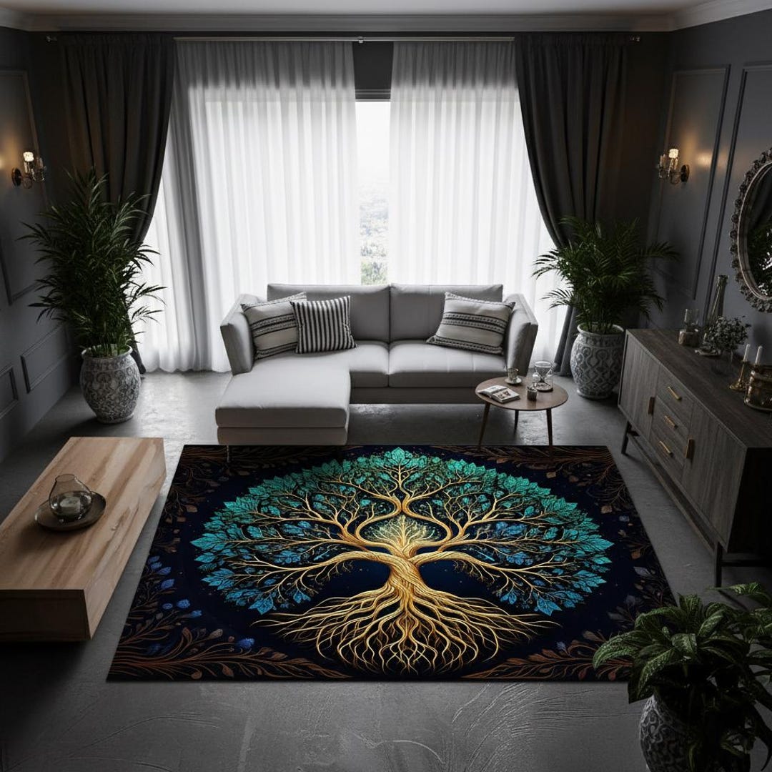 Yggdrasil Rug: Norse Tree of Life Carpet With Custom Runes - Etsy