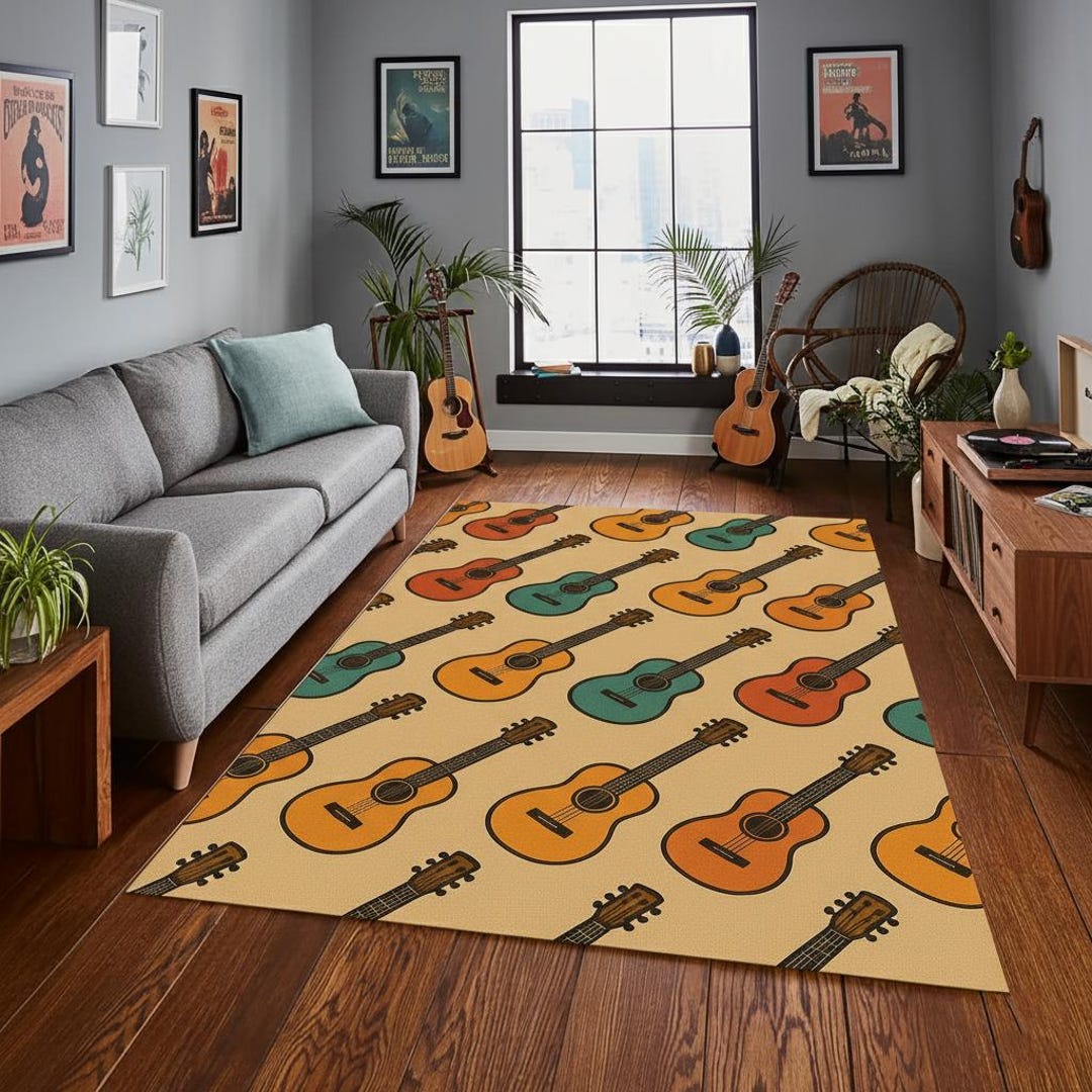 Guitar Art Rug – Music Lover’s Carpet With Vibrant Rock Design - Etsy